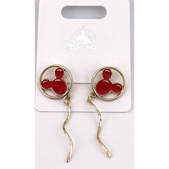 Disney | Jewelry | Disney Parks Mickey Mouse Red Balloon Gold Tone Stud ...